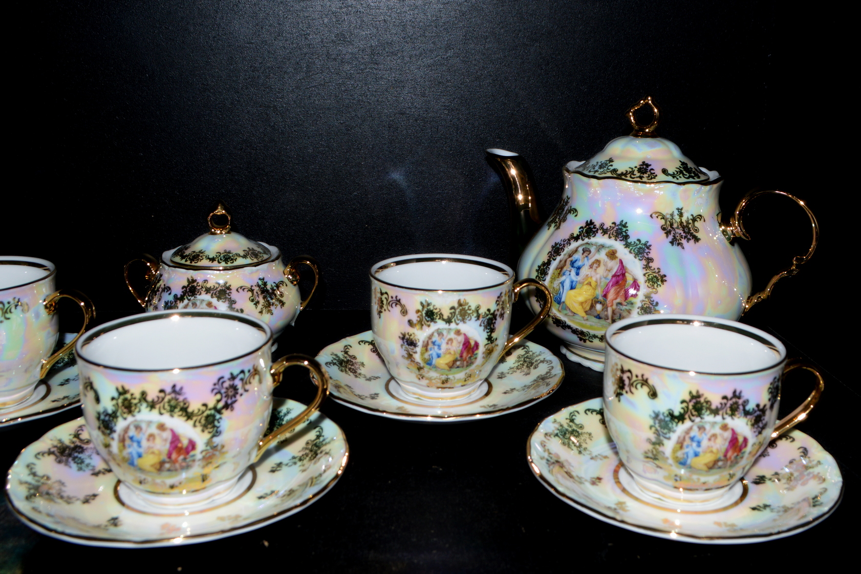 Tea set Verona 15 pcs, porcelain listr 3 graces - Moritz Zdekauer ...